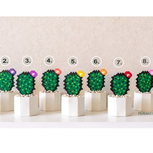 Pixel Cacti in Handmade Pot Cactus 8 Bit Artificial Succulent Potted ...