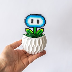 Pixel Plant in a Pot Fire Flower & Ice Flower Perler Super Mario Hama ...