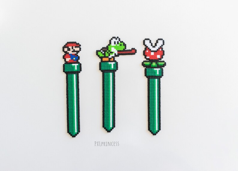 Super Mario Yoshi Bookmark Pixel Art Piranha Nintendo Hama - Etsy