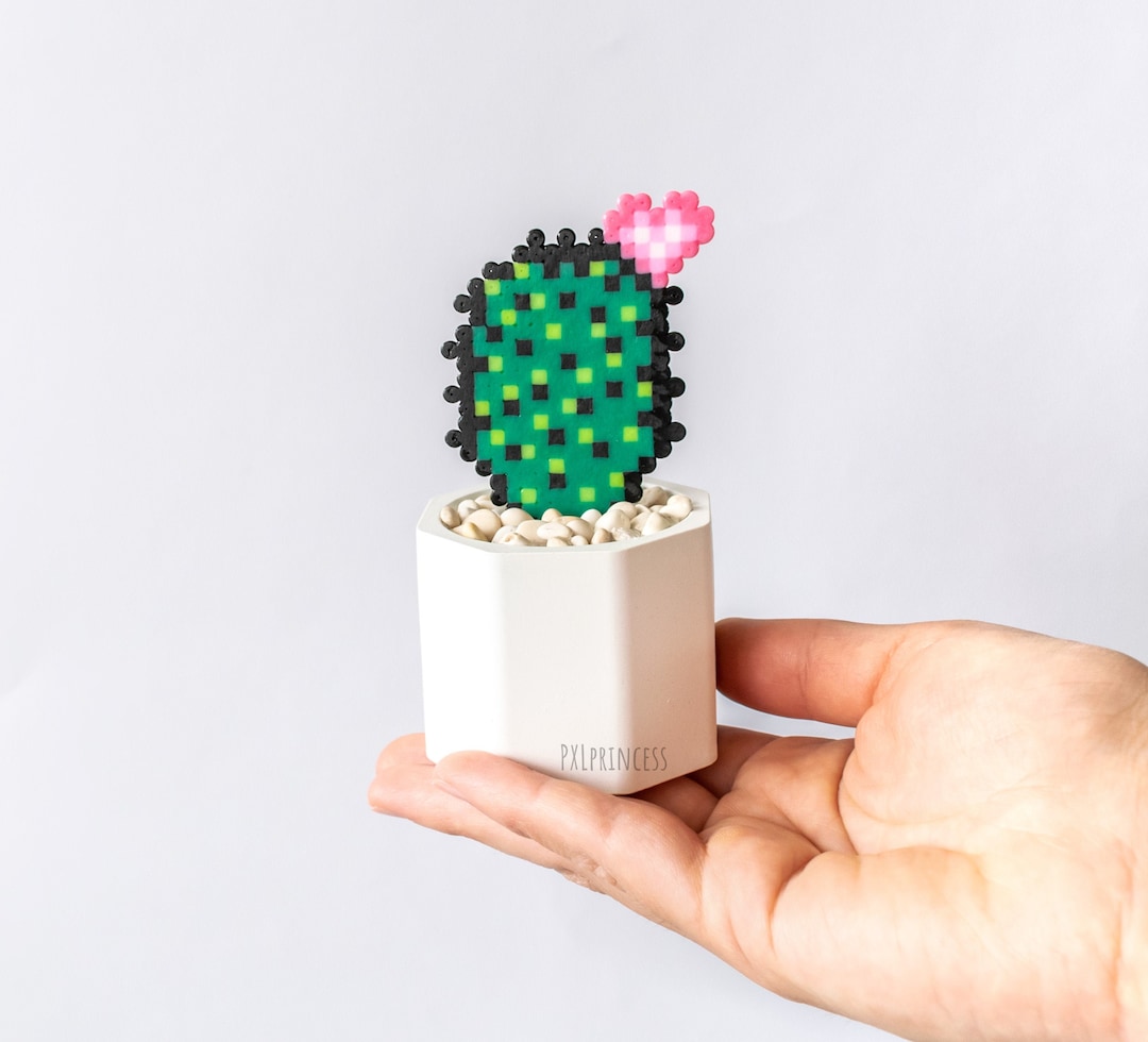 Pixel Plant in Concrete Pot Pixel Cactus Faux Cacti Pixel Art Succulent ...
