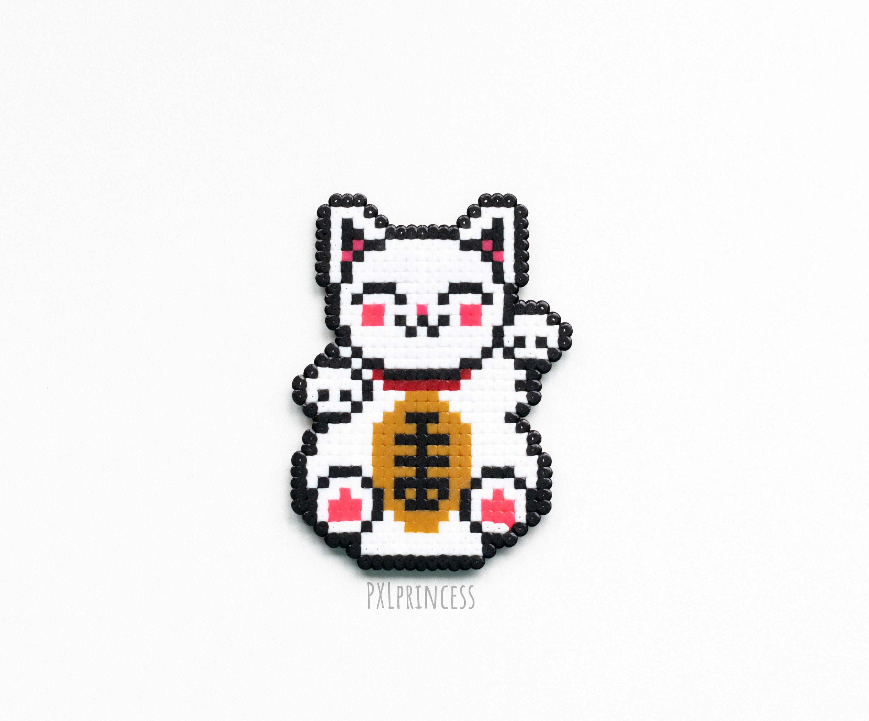 Lucky Cat pixel art - Japonais Good Luck Maneki Neko Kawaii aimant ...
