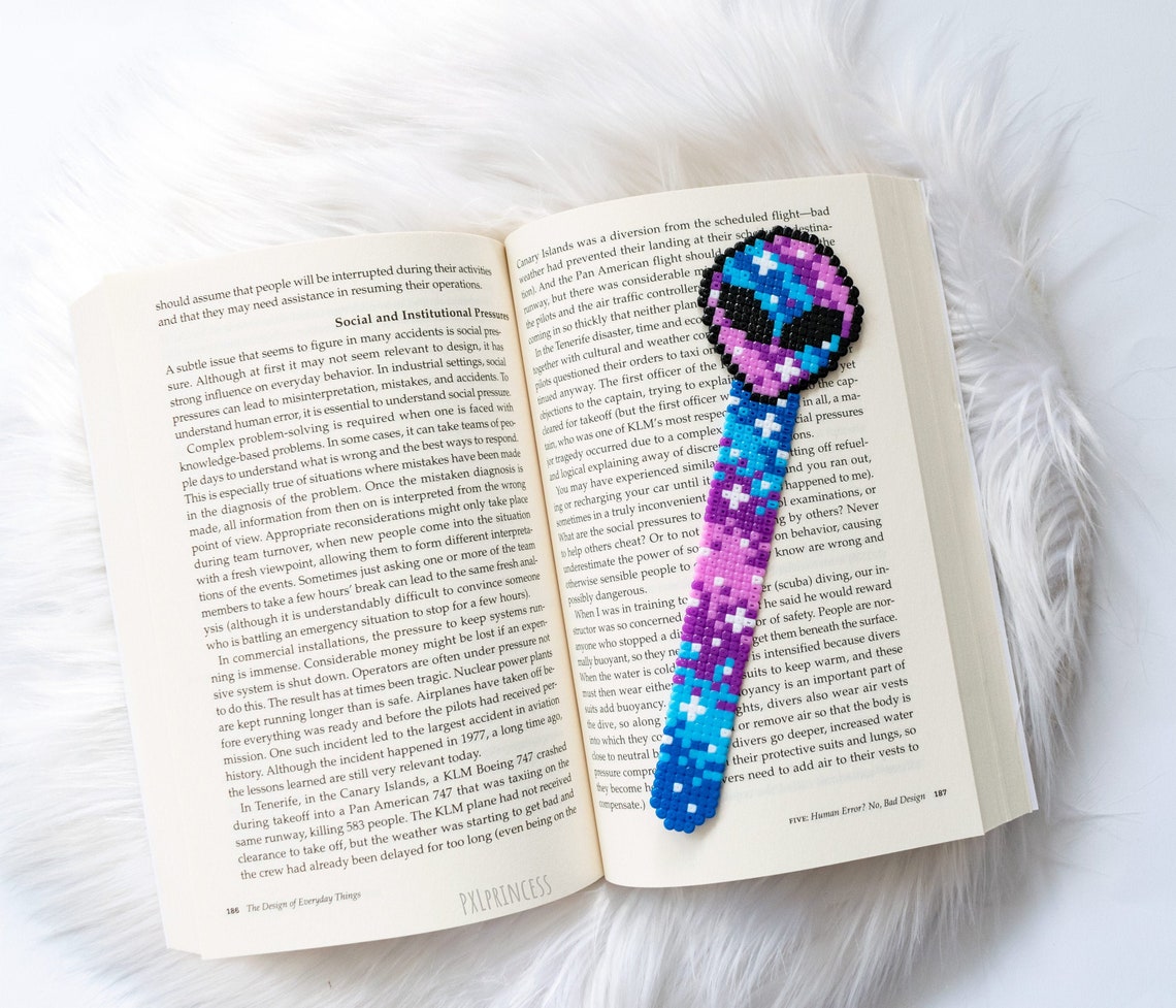 Galaxy Bookmark Alien Ufo Bookmark Outer Space Lover Pixel Art - Etsy