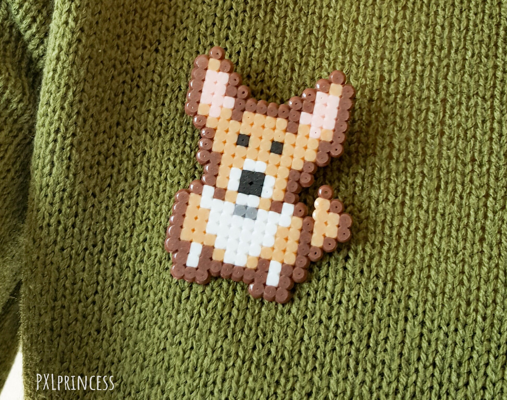 Corgi Dog pin Pixel art Corgi butt brooch 8 bit Hama Perler | Etsy