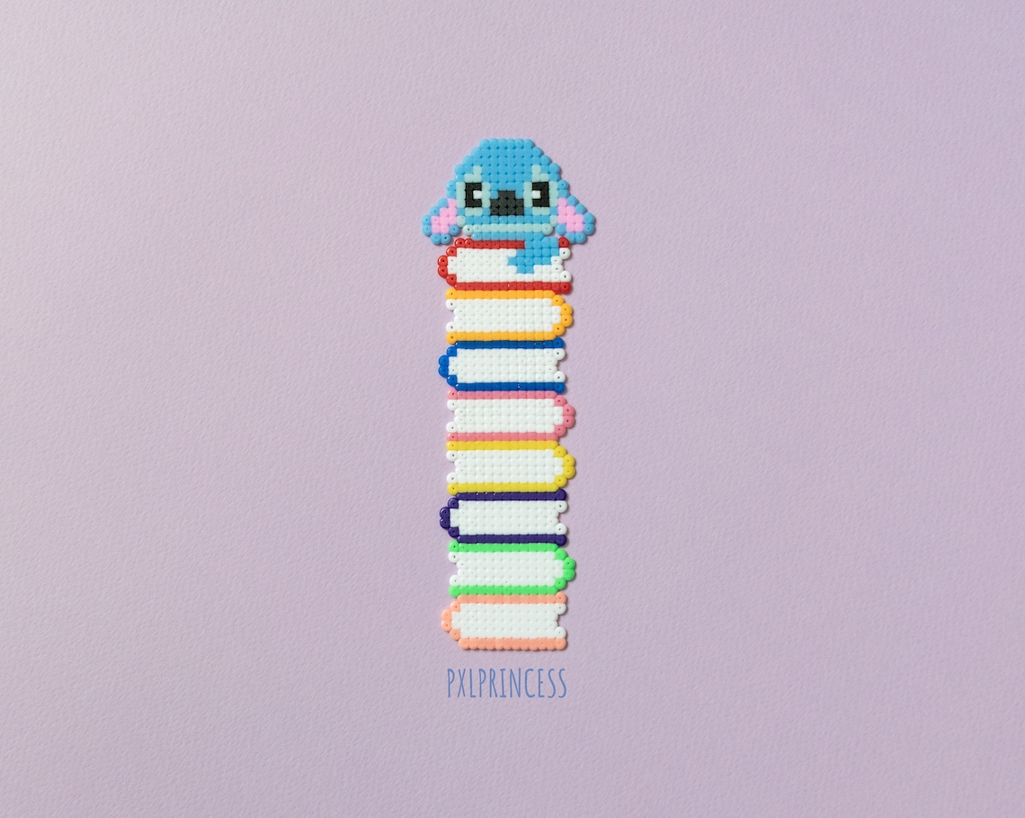Cute Bookmark Pixel Art Hama Perler Beads Stationery Bookworm | Etsy UK