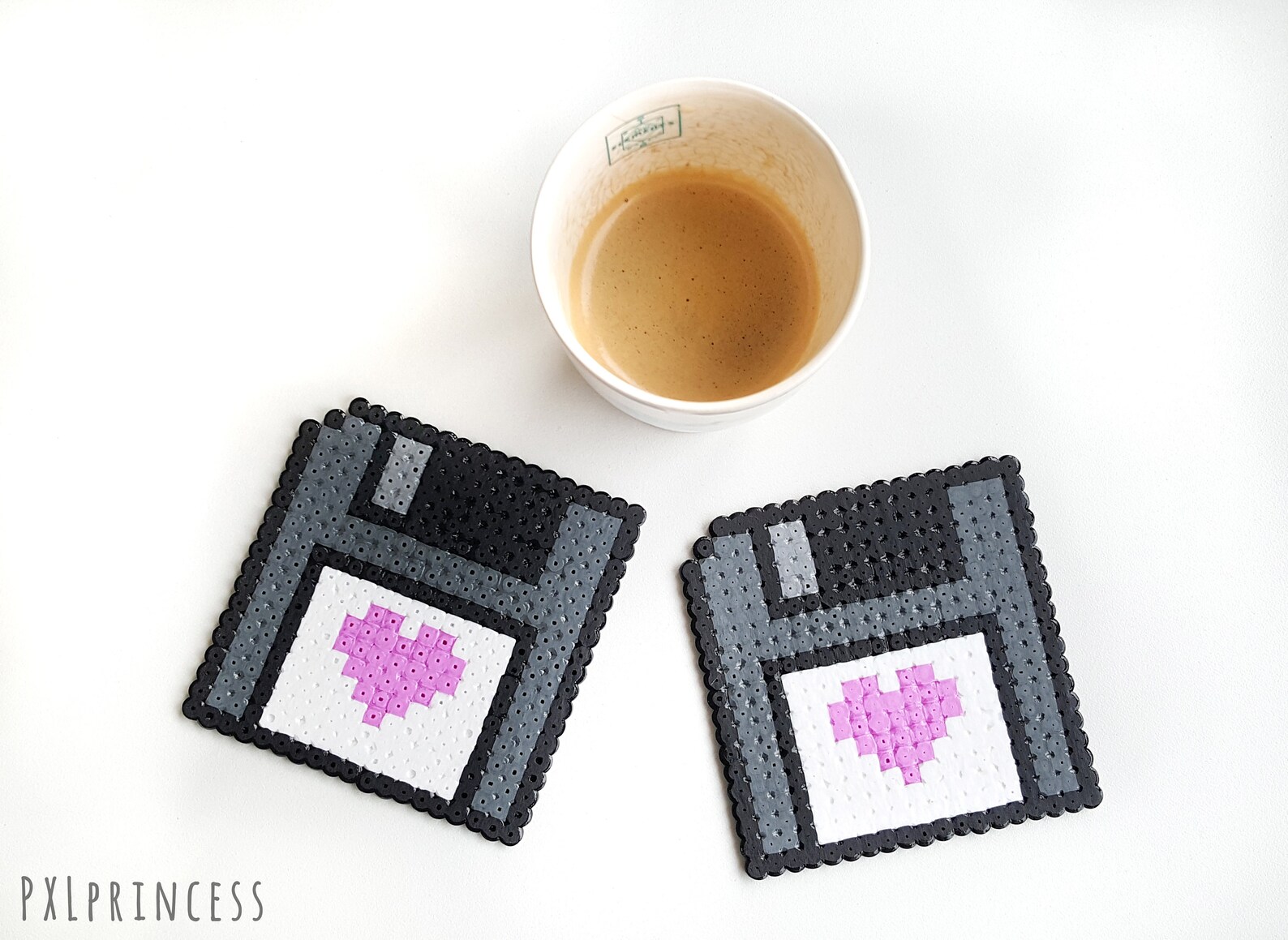 Floppy Disk Heart Coasters Pixel Art Perler Hama Beads Coaster | Etsy