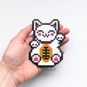 Lucky Cat Pixel Art - Japanese Good Luck Maneki Neko Kawaii Magnet ...