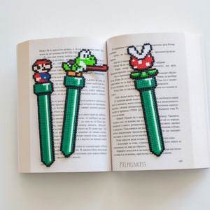 Super Mario Yoshi Bookmark Pixel Art Piranha Nintendo Hama Perler Beads ...