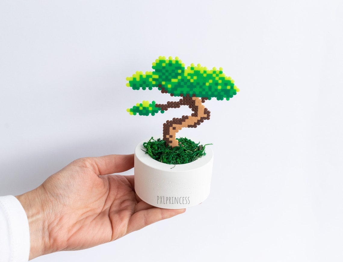 Bonsai Tree Pixel Plant in a Pot Artificial Plant Potted Plant Perler ...