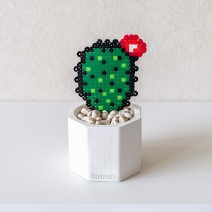 Pixel Cacti in Handmade Pot Cactus 8 Bit Artificial Succulent Potted ...