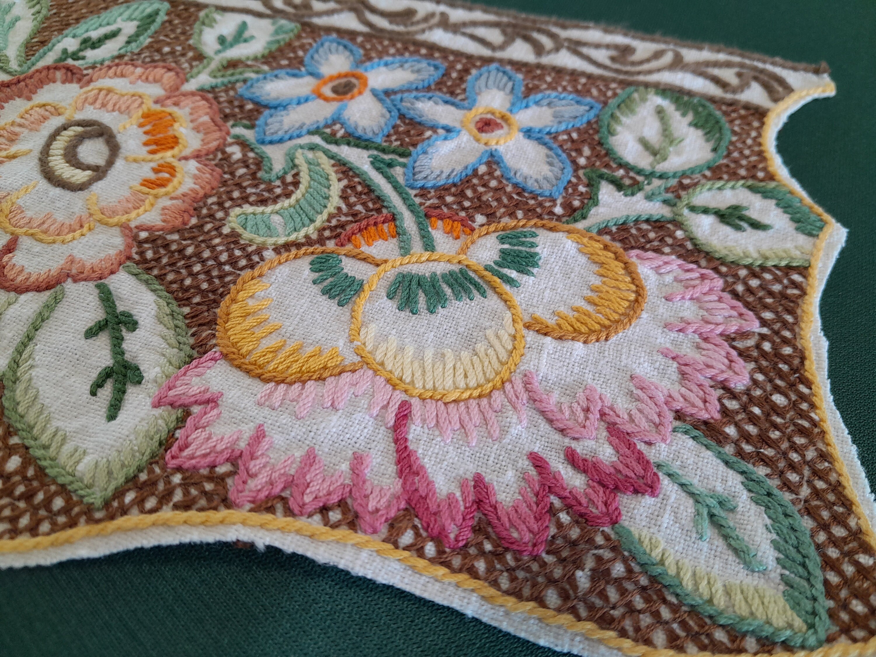 Set of Two Large Vintage Embroidered Panels Beautiful & Heavily ...