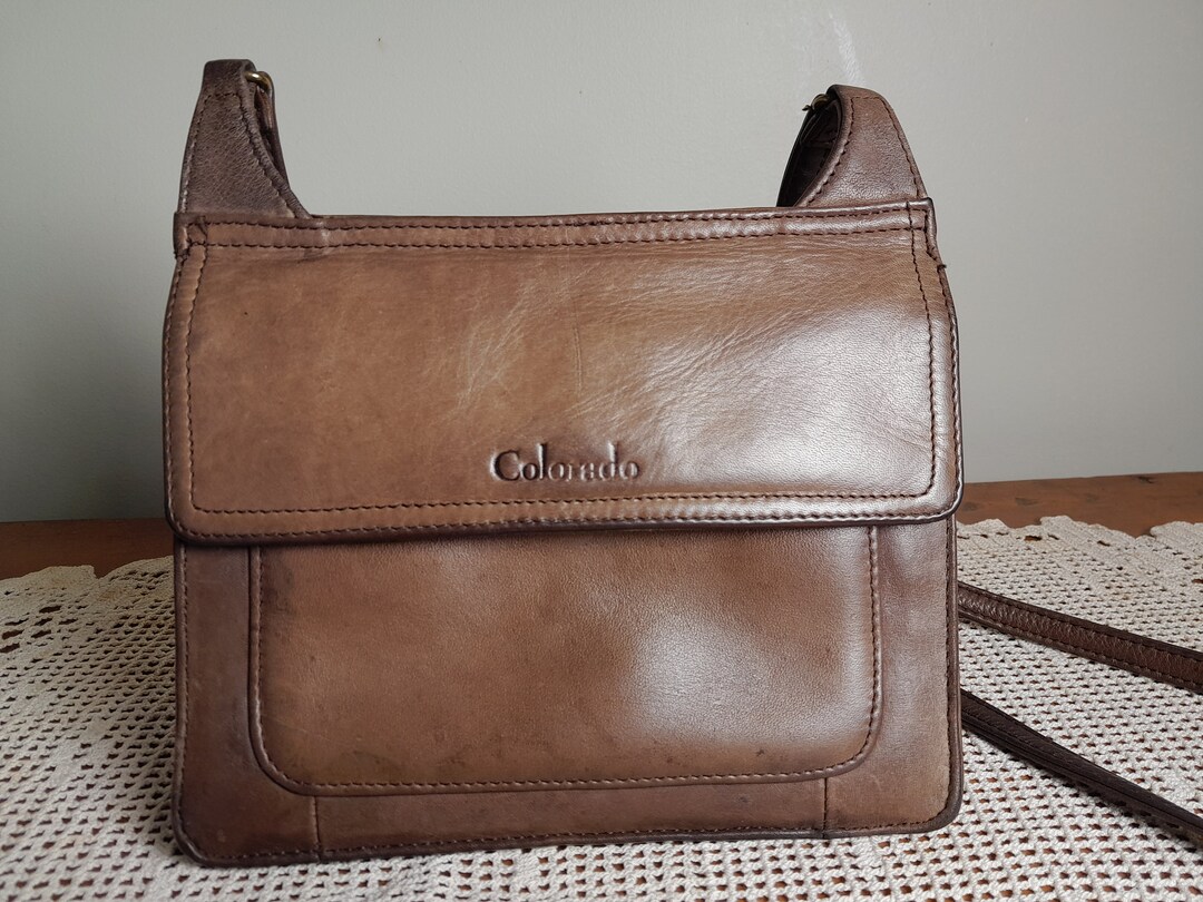 Vintage Colorado Tan Leather Mini Crossbody Messenger Shoulder Bag ...