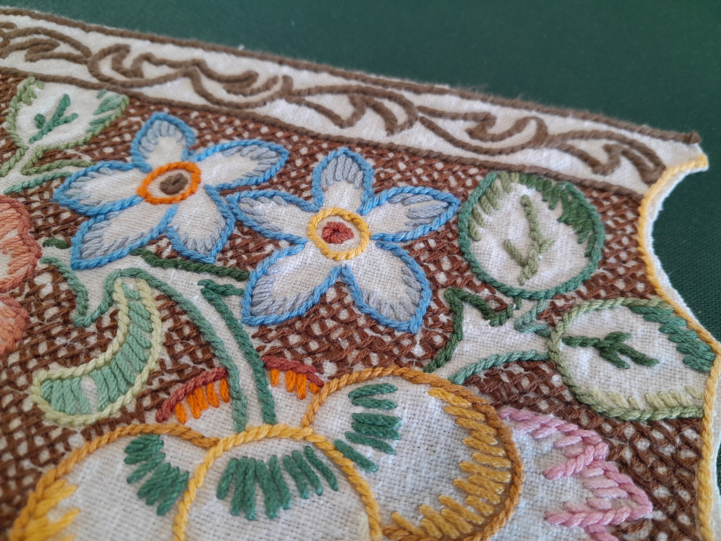 Set of Two Large Vintage Embroidered Panels Beautiful & Heavily ...