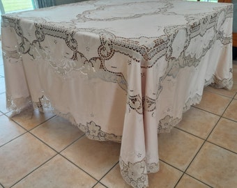 Beautiful Large Point De Venise Tablecloth Handmade Embroidered ...