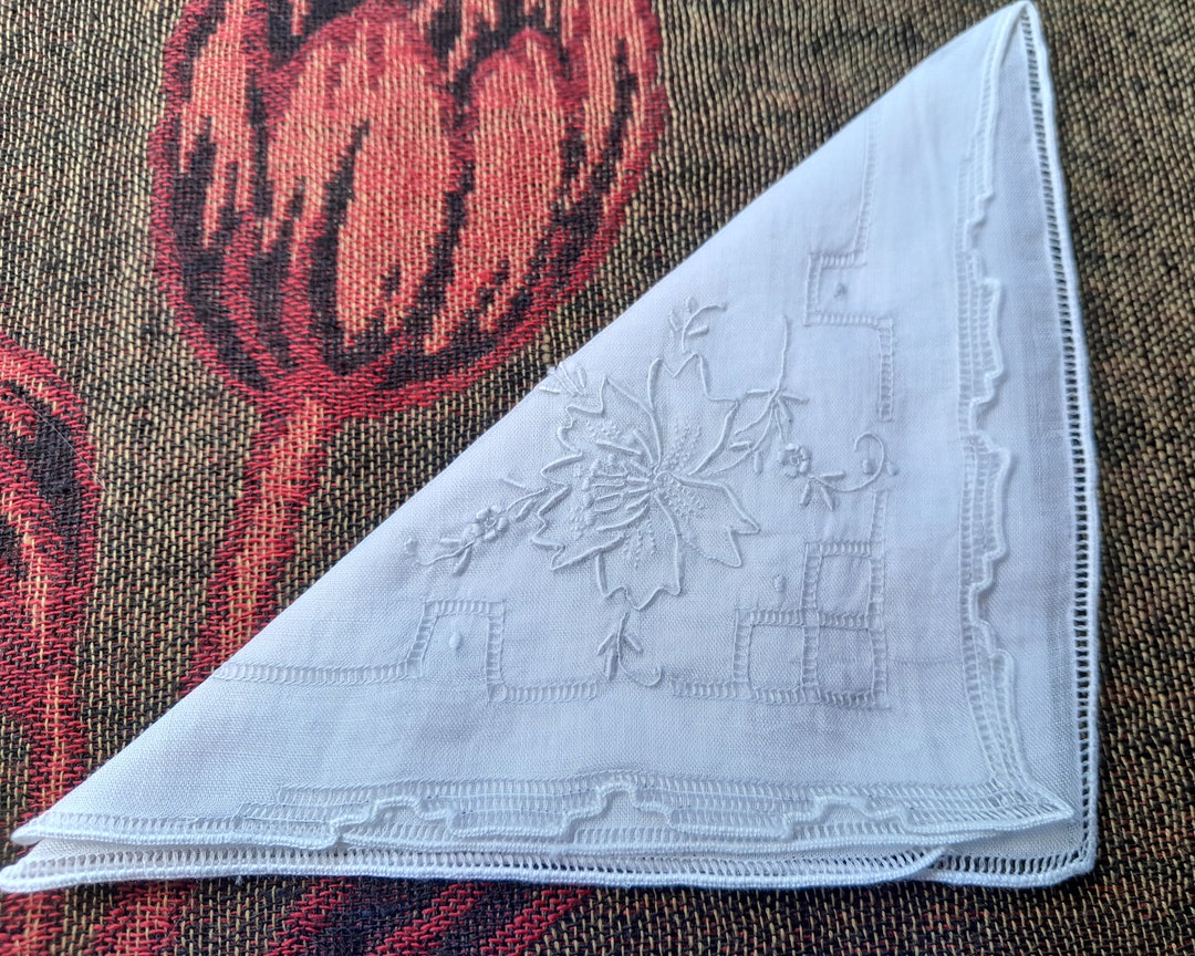Antique Edwardian Silk Hanky Hand Embroidered Wedding Hankerchief in ...