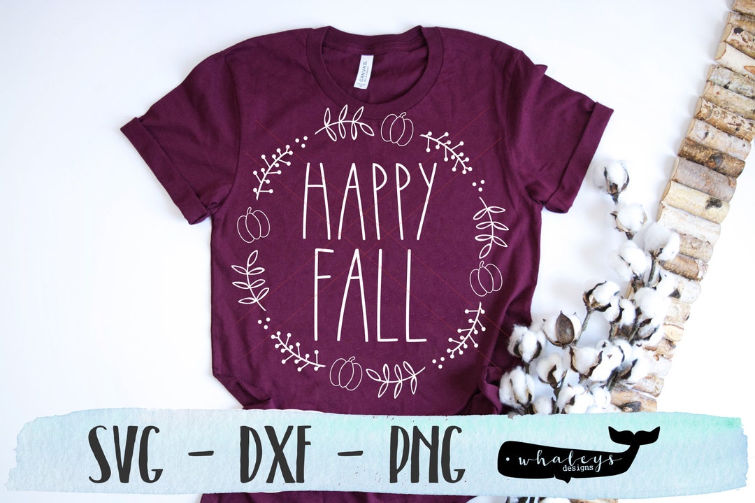 Happy Fall SVG, Fall Wreath DXF, Seasonal PNG, Leaves Clipart ...