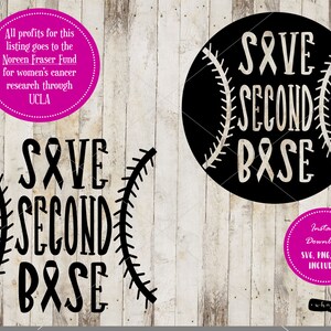 Save Second Base SVG, Breast Cancer PNG, NBAM Cut File. All Profits Go ...