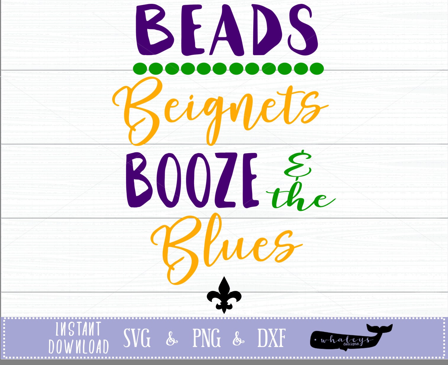 Beads Beignets Booze and the Blues SVG Mardi Gras DXF New | Etsy