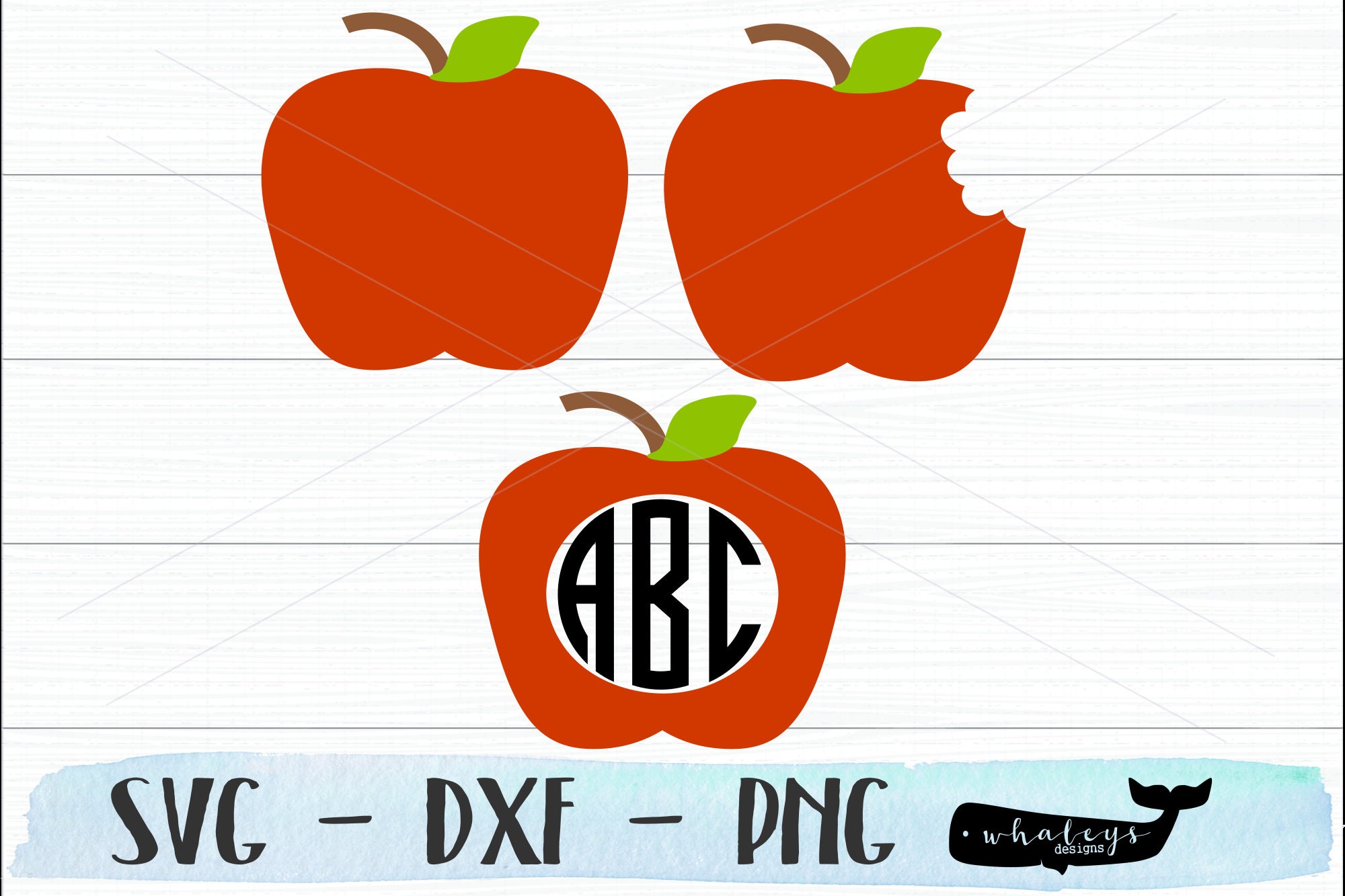Apple SVG Monogram DXF School DXF Food Vector Art Teach - Etsy
