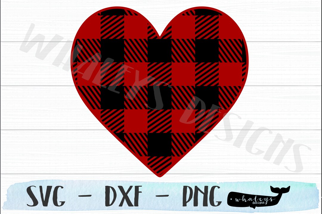 Buffalo Check Heart Cut File, Love DXF, Heart PNG, Silhouette and ...