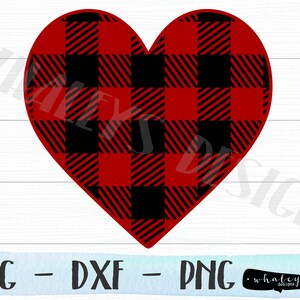 Buffalo Check Heart Cut File Love DXF Heart PNG Silhouette - Etsy