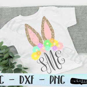 Bunny Ear Monogram SVG, Rabbit PNG, Personalized DXF, Initals, Easter ...