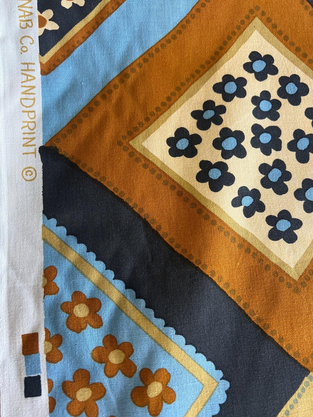 Vtg Janet Cornell Bandanna Fabric Hand Printed Fabric 1978 Upholstery ...