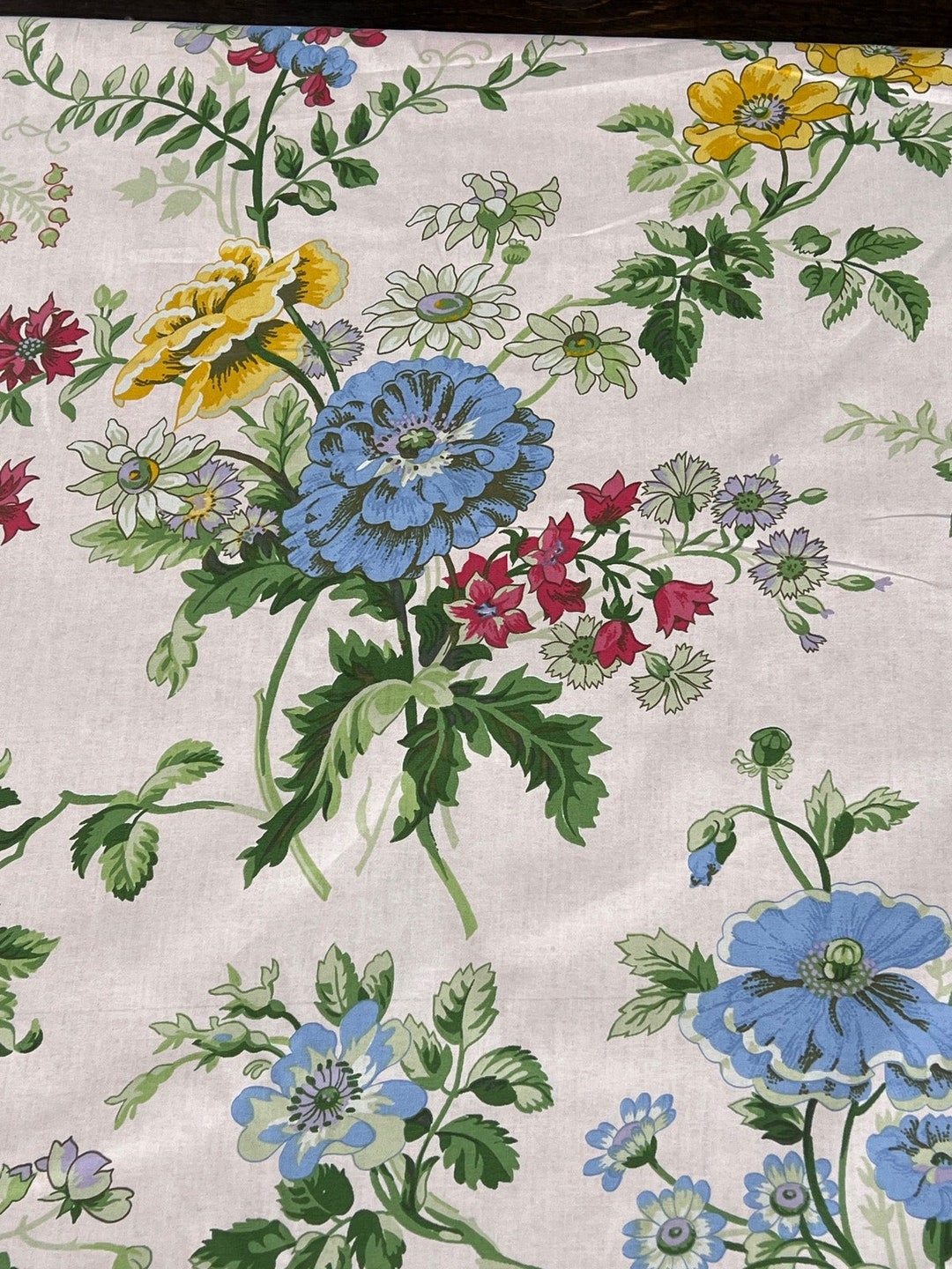 Vintage Greeff Warner Fabric 6 Yds Floral Upholstery Polished Cotton ...
