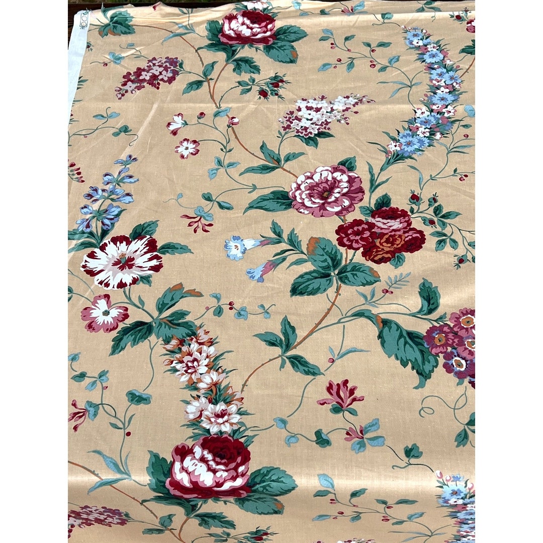 Jay Yang Fabric Floral Vines Raleigh Sepia Home Decor Cotton Chintz ...