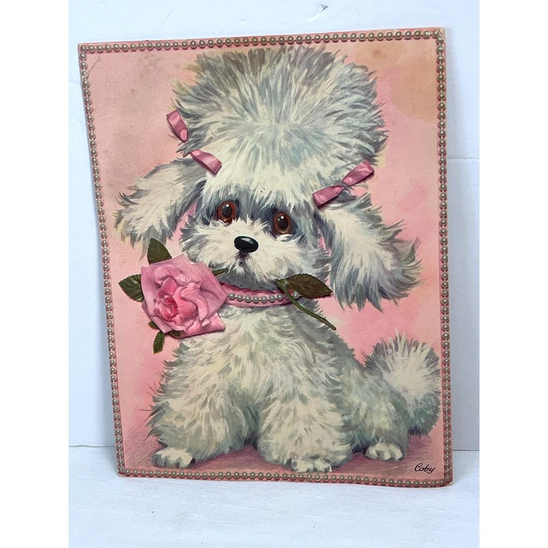 Vintage Coby Poodle Greeting Card Get Well Embossed Puppy Dog 60s - Etsy