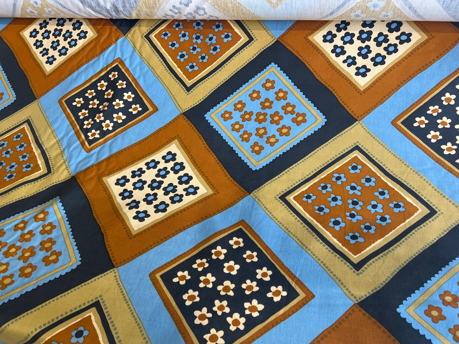 Vtg Janet Cornell Bandanna Fabric Hand Printed Fabric 1978 Upholstery ...