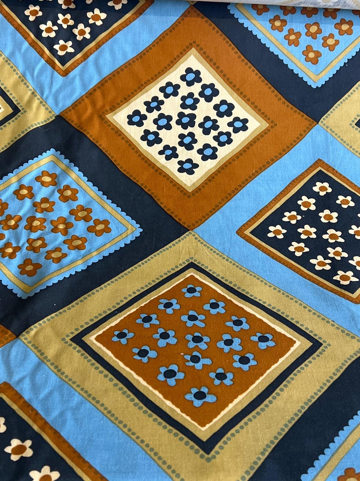 Vtg Janet Cornell Bandanna Fabric Hand Printed Fabric 1978 Upholstery ...