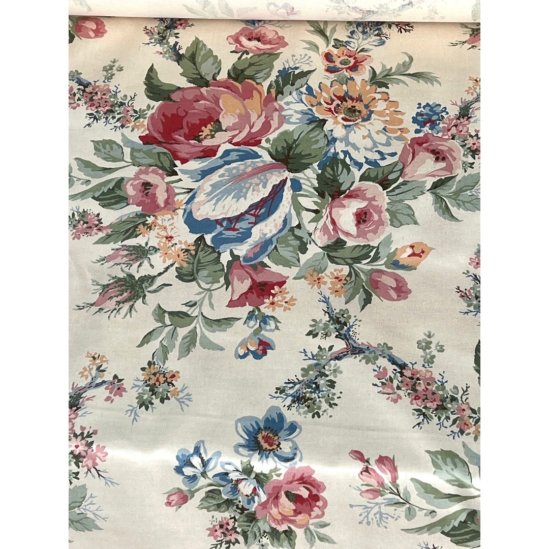 Vintage House N Home Decorator Fabric Romance Cottage Floral Bouquet by ...