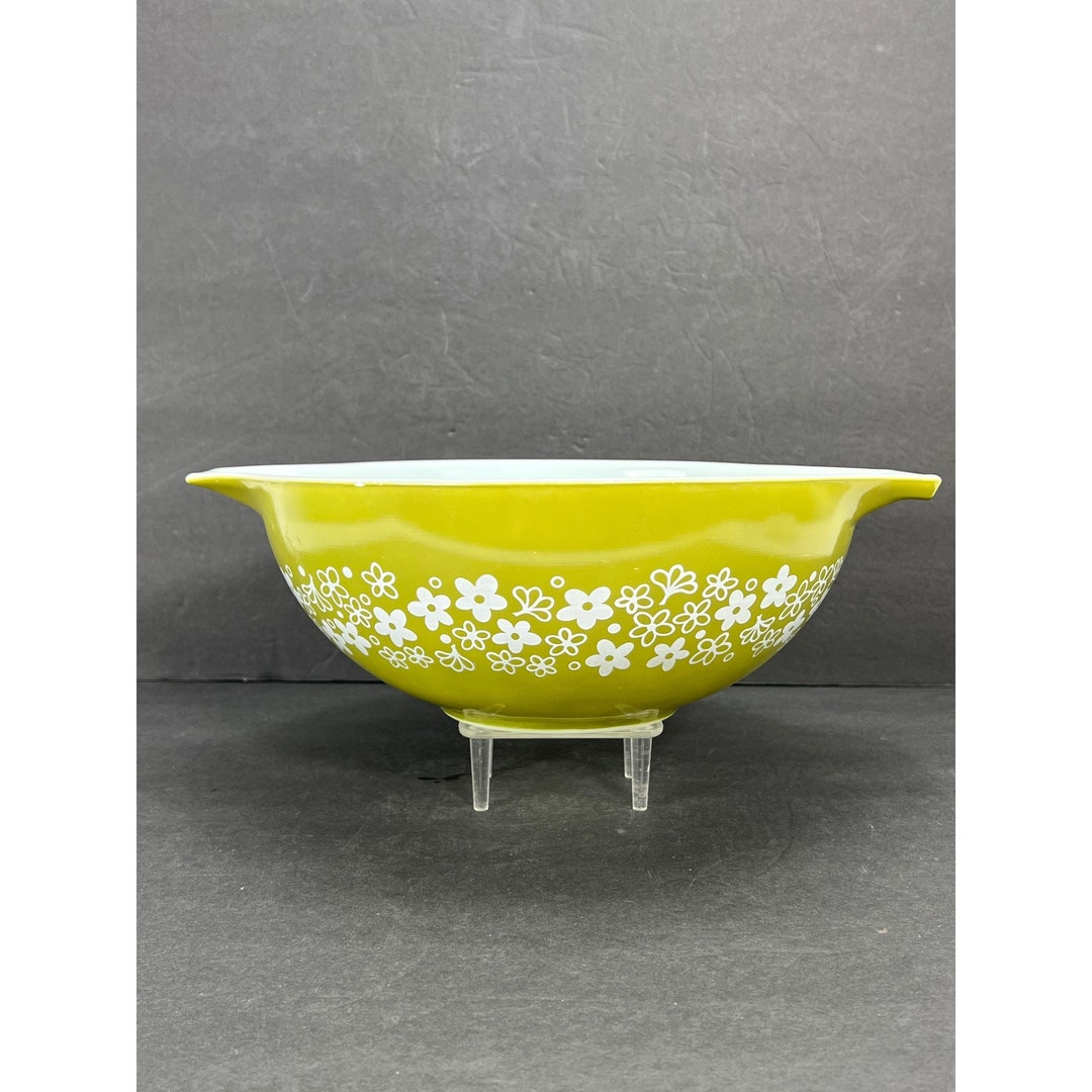 Vtg Pyrex Cinderella Bowl Spring Blossom 4 Quart Green 444 Large Retro ...
