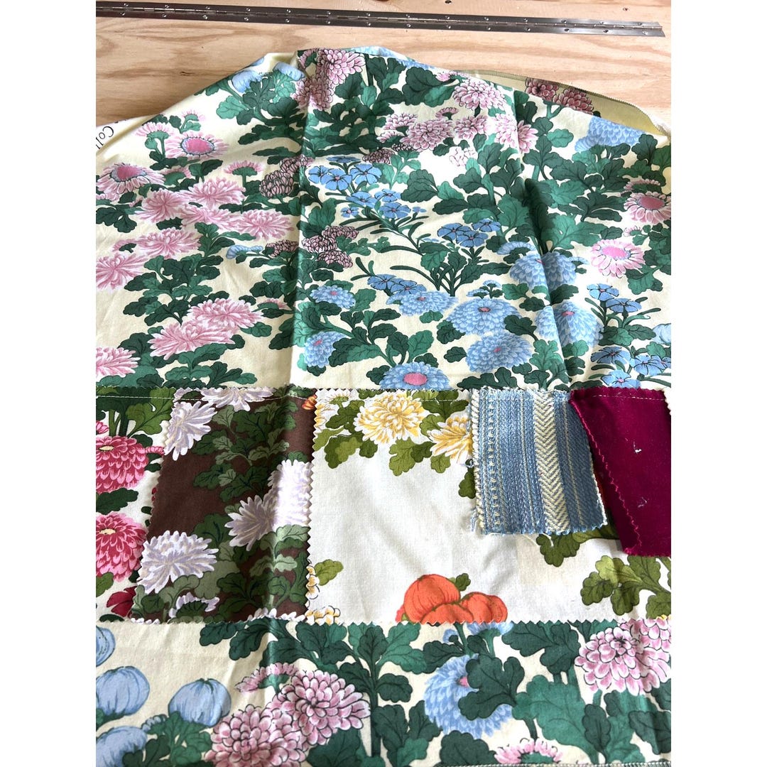 Vtg Greeff Upholstery Fabric Sample Ostara Floral 39x27 Cotton Chintz W ...