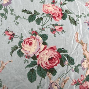 P Kaufmann Decorator Fabric Cotton Upholstery Aqua Floral Foliage ...