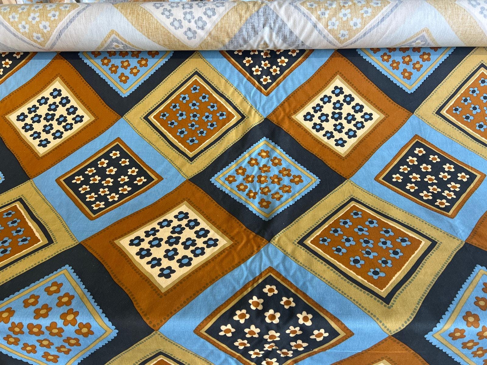 Vtg Janet Cornell Bandanna Fabric Hand Printed Fabric 1978 Upholstery ...