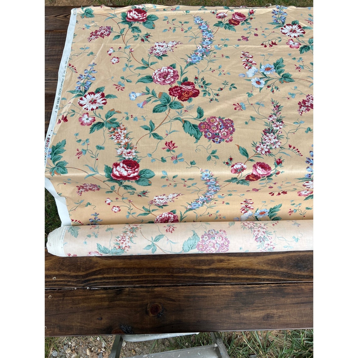 Jay Yang Fabric Floral Vines Raleigh Sepia Home Decor Cotton Chintz ...