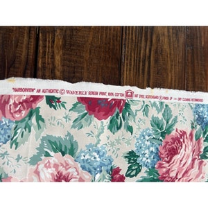 Waverly Fabric Harborview 2 Yards Pink Blue Floral Cottage Cotton ...
