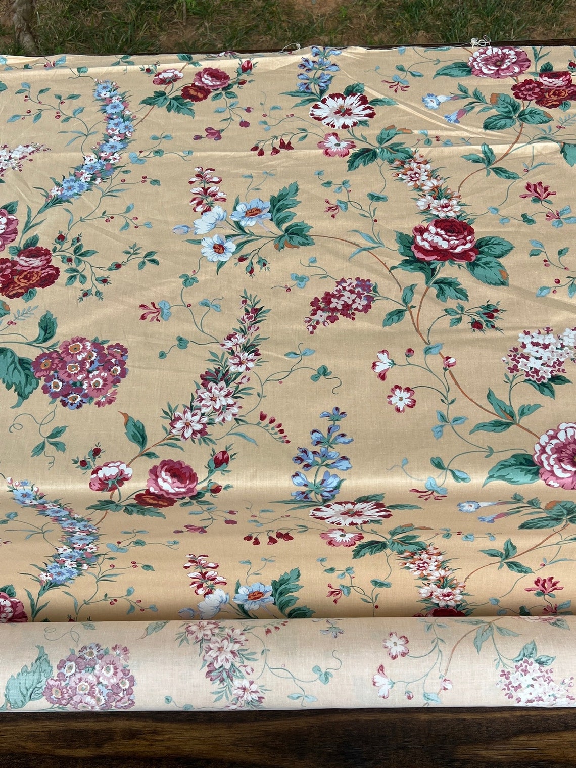 Jay Yang Fabric Floral Vines Raleigh Sepia Home Decor Cotton Chintz ...