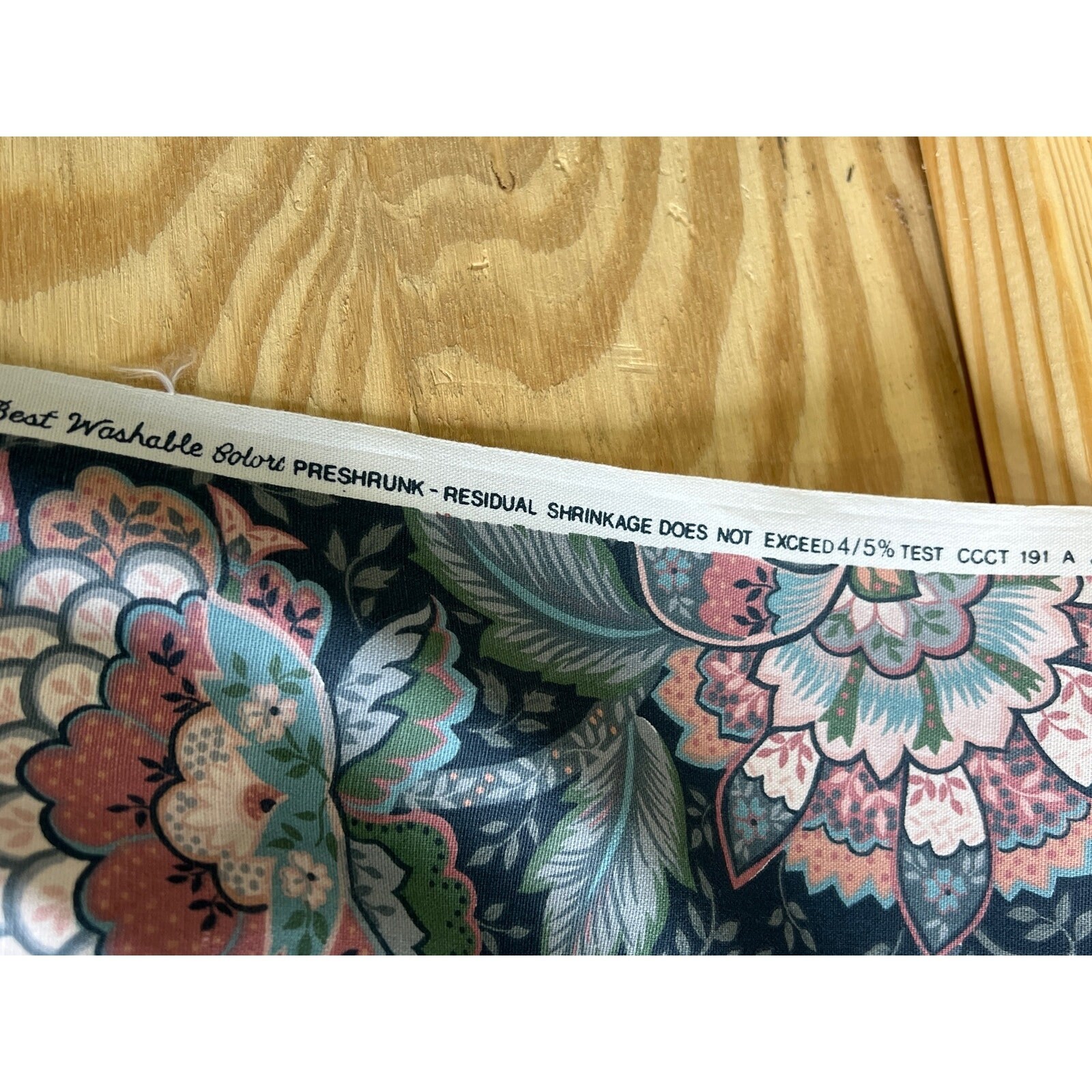 Vintage House N Home Fabric Blue Pink Green Jacobean Floral Upholstery ...
