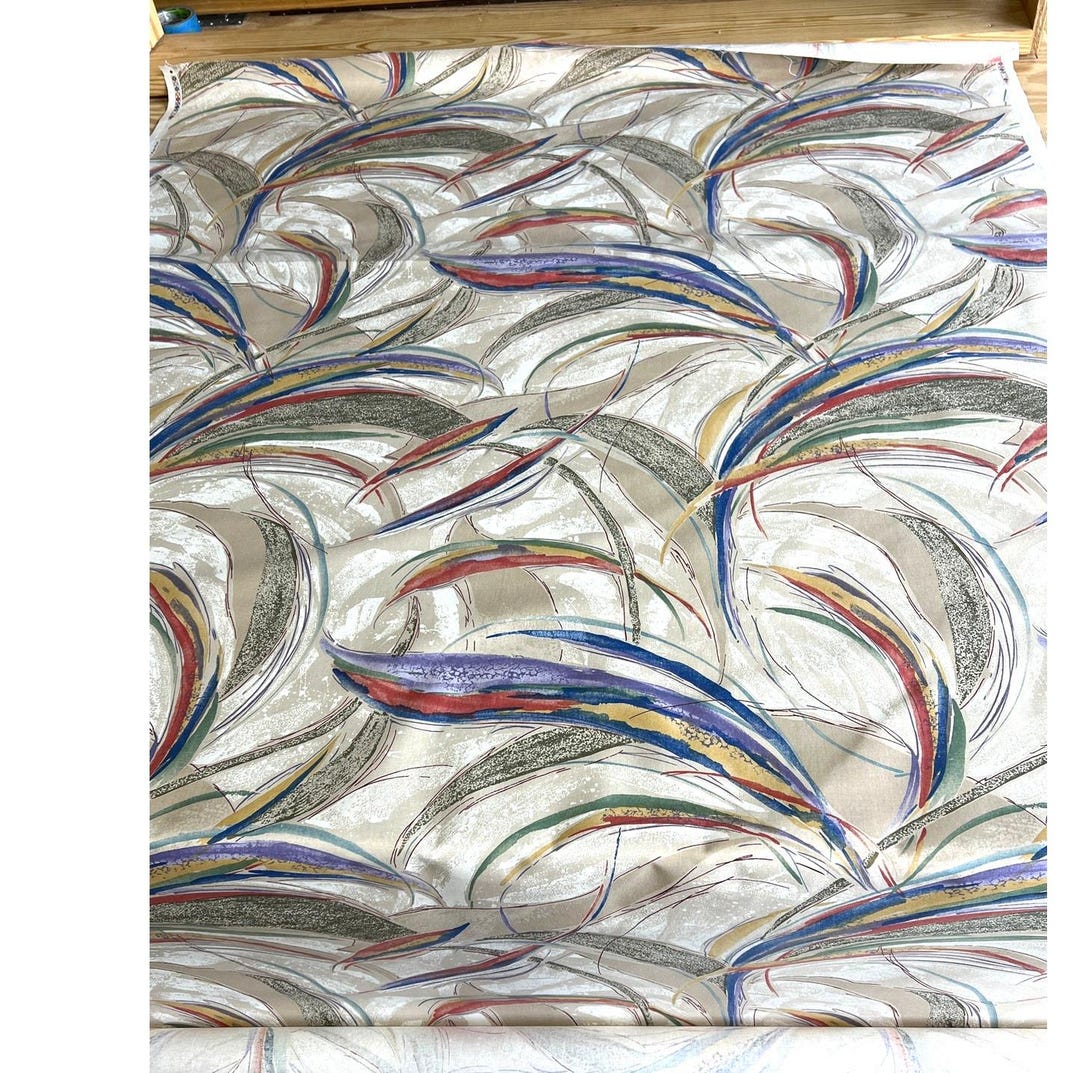 Vintage House N Home Upholstery Drapery Fabric Lively Post Modern Print ...