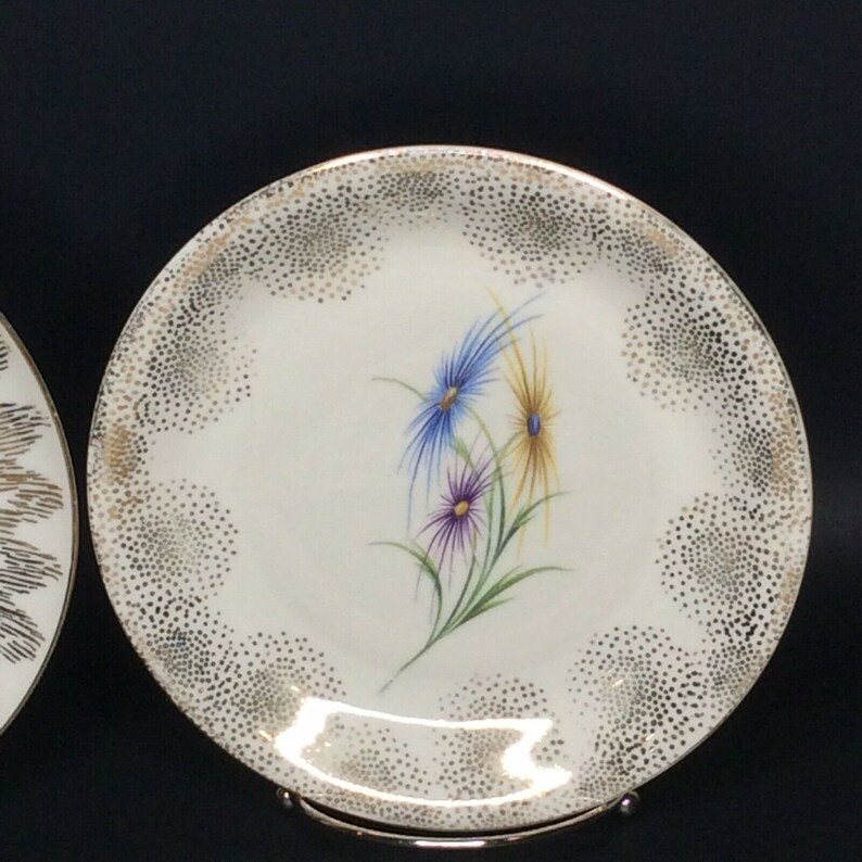 Winterling Bavaria Luncheon Dessert Plates 2 Mid Century Floral Gold ...