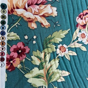 Vintage Jay Yang Fabric Green Pink Floral Garland Twill Upholstery ...