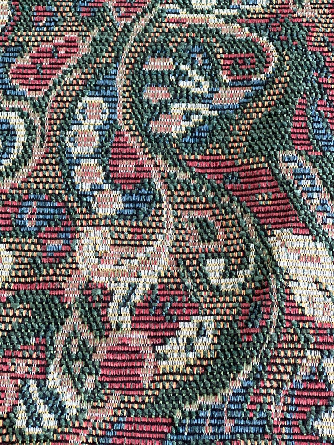 Vtg Tapestry Upholstery Fabric Persian Floral Brocade Texture Paisley ...