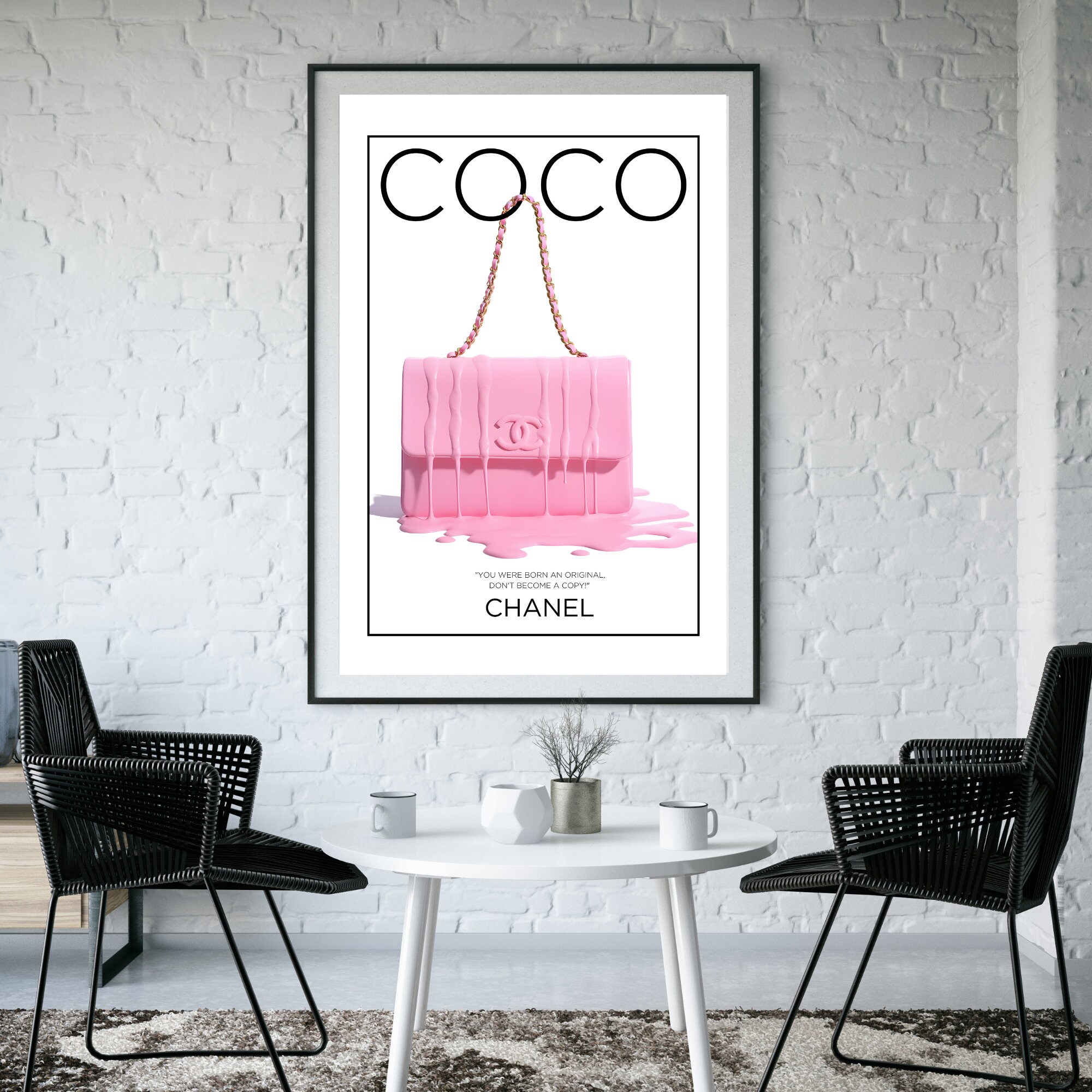 Coco Chanel Print Fashion Pink Logo Luxury Wall Art Printable - Etsy
