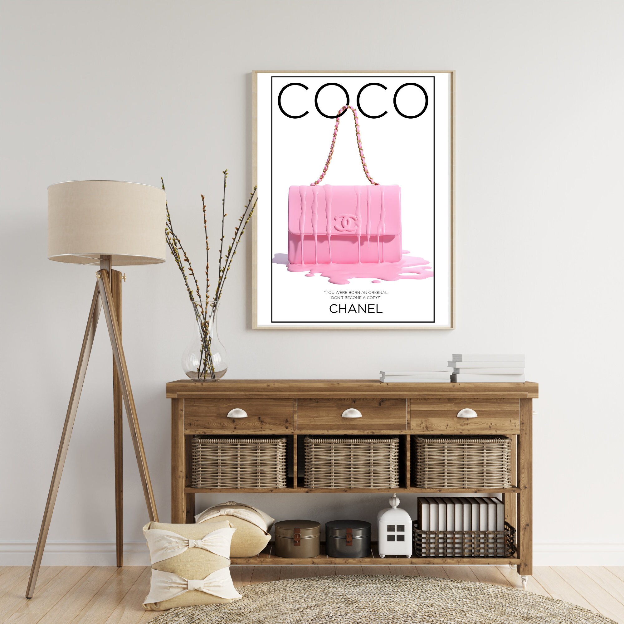 Coco Chanel Print Fashion Pink Logo Luxury Wall Art Printable Digital ...