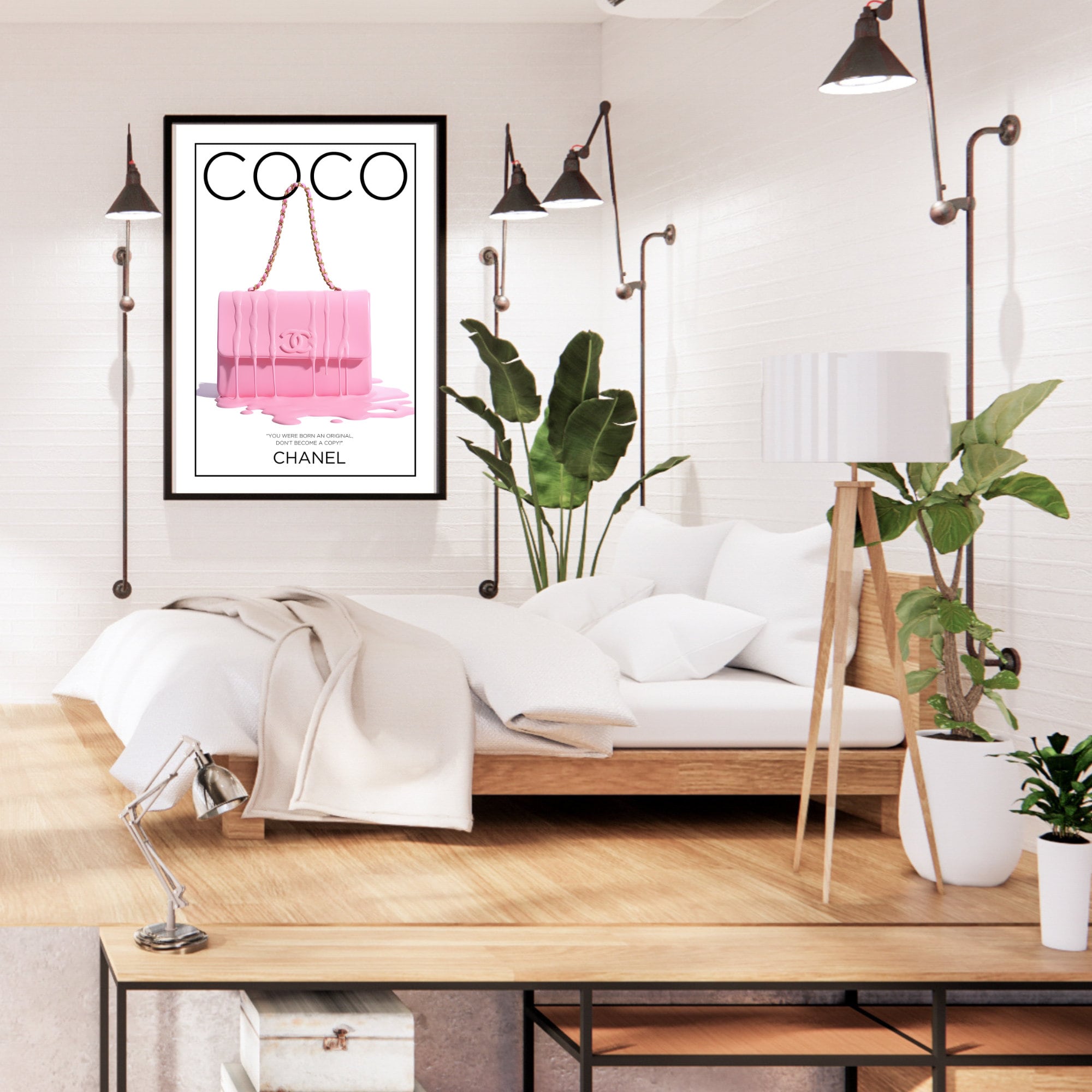 Coco Chanel Print Fashion Pink Logo Luxury Wall Art Printable Digital Download Coco Chanel ...