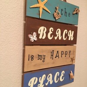 Rustic Wood Beach Sign, Rustic Wood Coastal Sign, Beach Embellishments ...