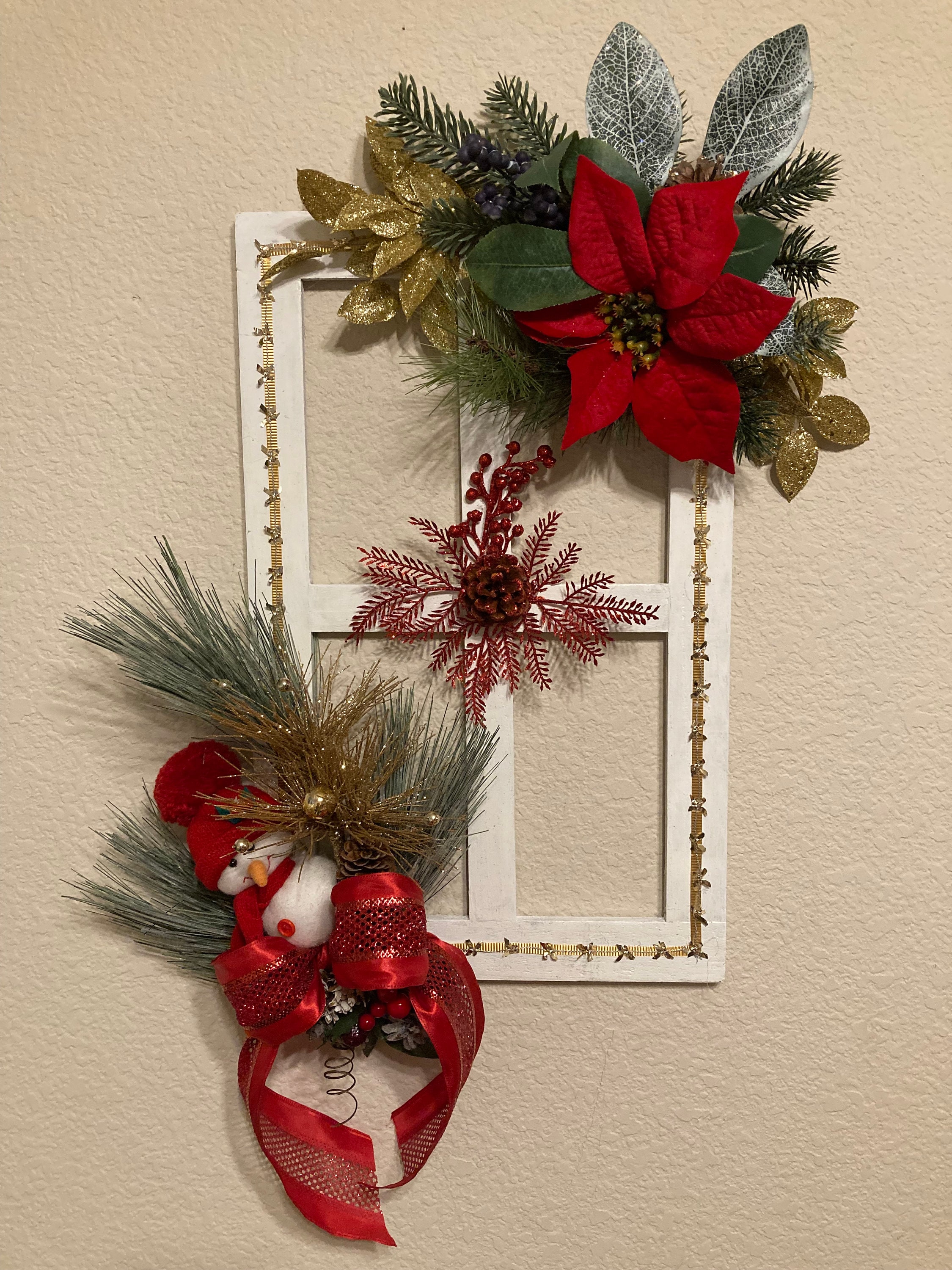 Christmas Window Frame, Christmas Window Snowman, Christmas Poinsettia ...