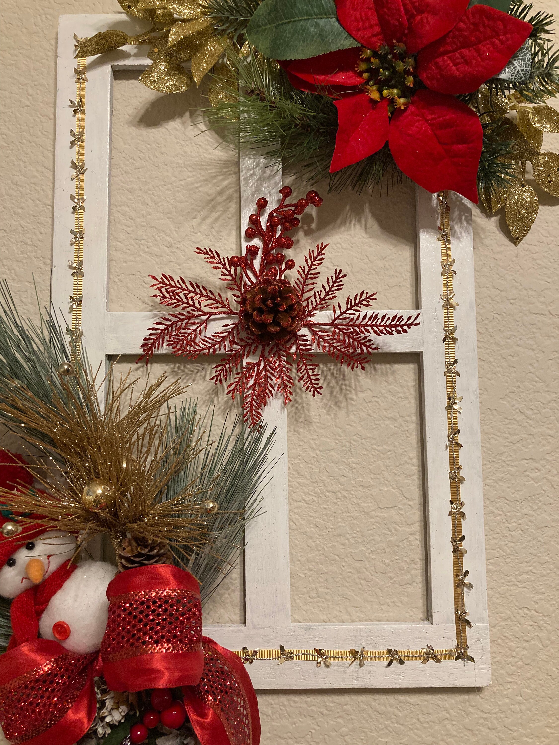 Christmas Window Frame, Christmas Window Snowman, Christmas Poinsettia ...